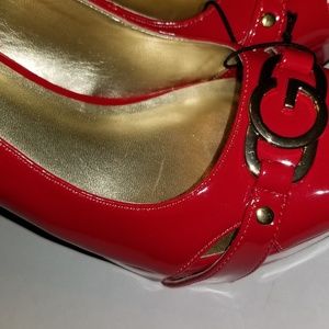 Shoes | Guess Red Shoes Gold Logo | Poshmark